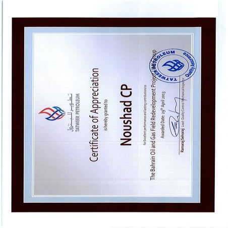 Tatweer Petroleum Certificate | PDF