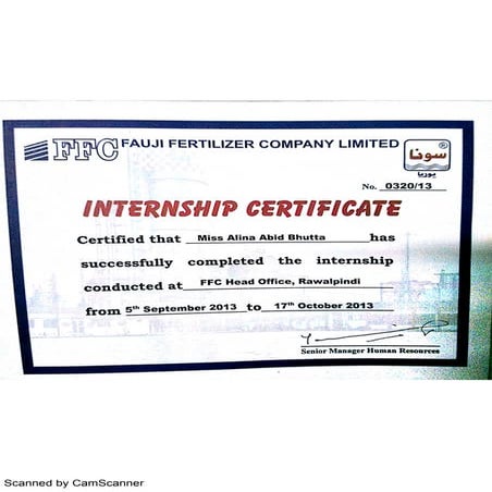 FFC Internship Certificate | PDF
