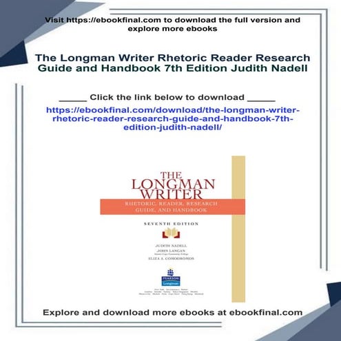Complete Download The Longman Writer Rhetoric Reader Research Guide and ...