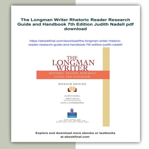 The Longman Writer Rhetoric Reader Research Guide and Handbook 7th ...