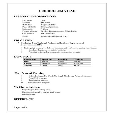 Qais CV | DOC