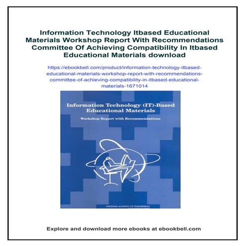 Information Technology Itbased Educational Materials Workshop Report ...