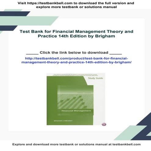 Test Bank for Financial Management Theory and Practice 14th Edition by ...