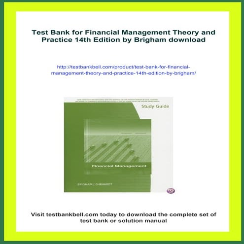 Test Bank for Financial Management Theory and Practice 14th Edition by ...