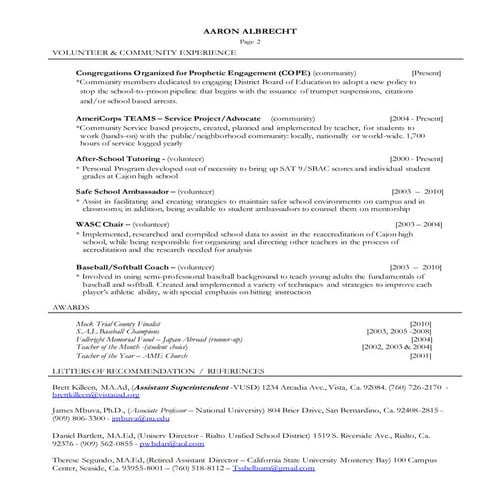 Aaron Albrecht Resume (Pg2) | DOCX