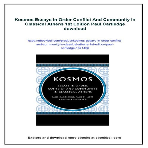 Kosmos Essays In Order Conflict And Community In Classical Athens 1st ...