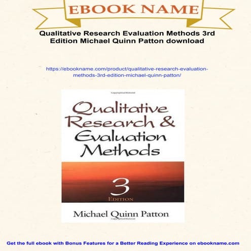 Qualitative Research Evaluation Methods 3rd Edition Michael Quinn Patton | PDF