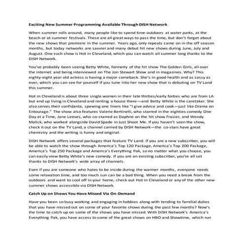 Writing Sample SEO Writing Rocket Clicks DISH Network | PDF