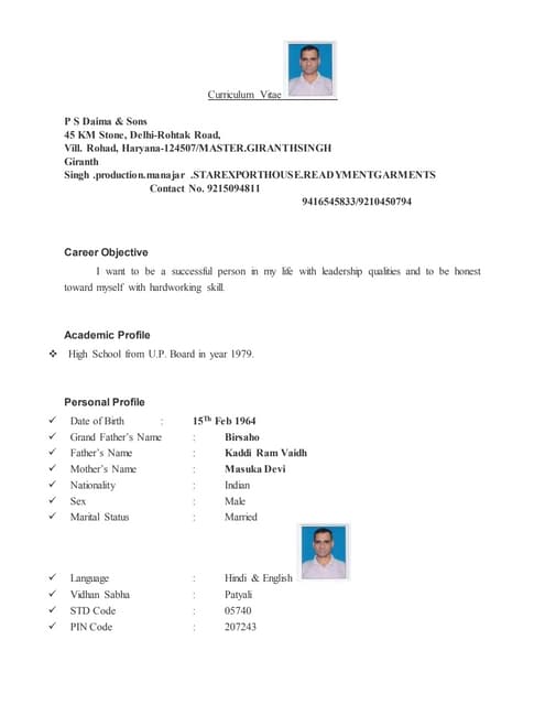 Giranth singh.curriculum vitae | DOCX