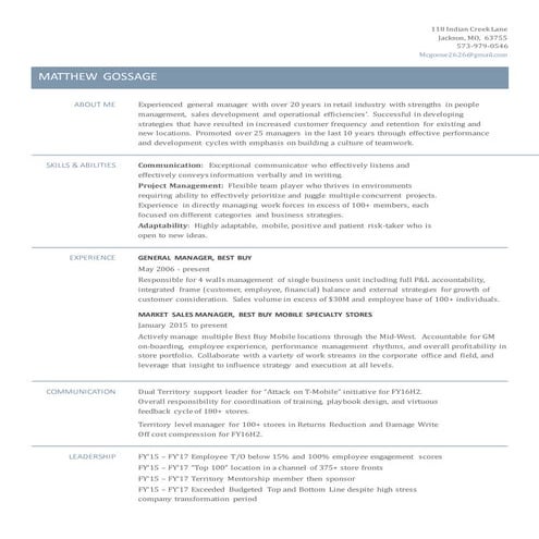 Matthew Gossage Resume - Manager | DOCX | Retail Industry | Industries