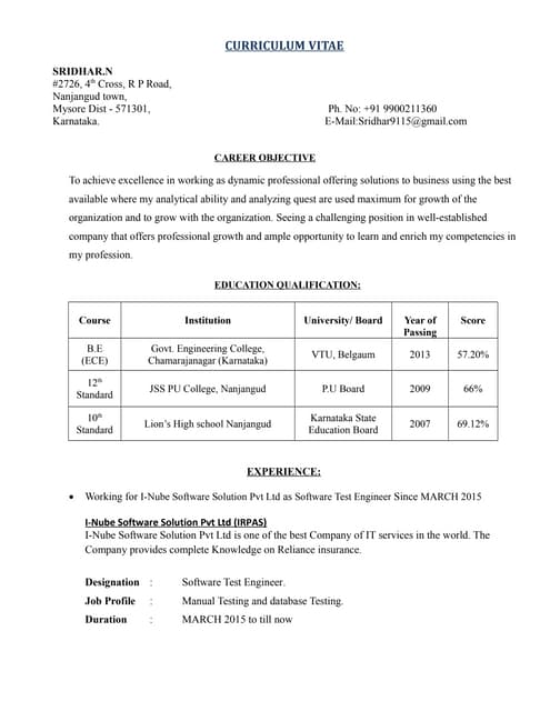 Vignesh resume 2015 .4 (1) | DOC | Technology & Computing
