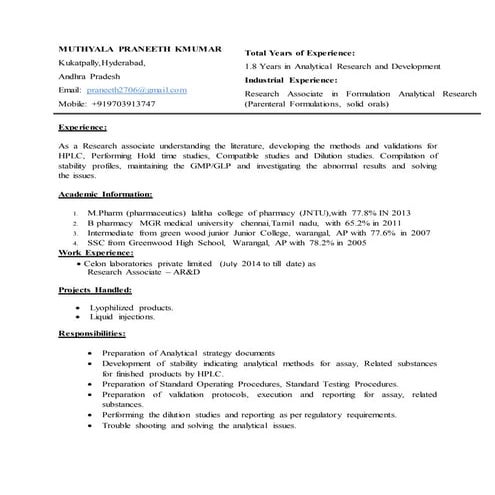 Resume praneeth | DOCX