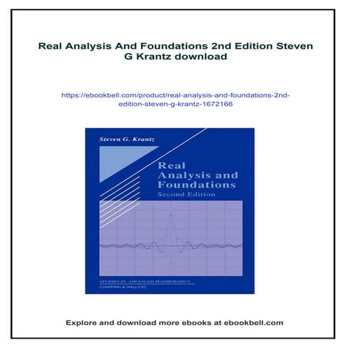 Real Analysis And Foundations 2nd Edition Steven G Krantz | PDF