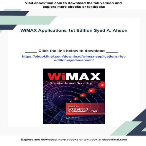 WiMAX Applications 1st Edition Syed A. Ahson | PDF