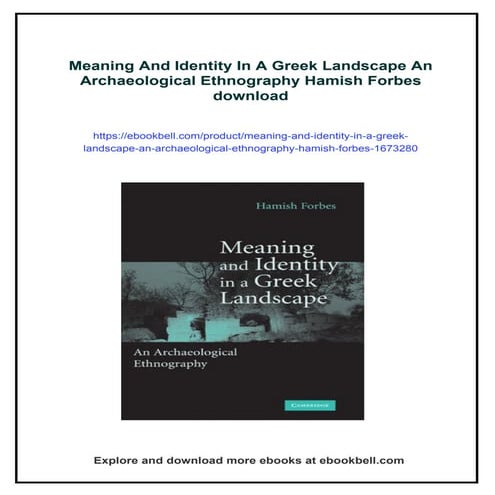 Meaning And Identity In A Greek Landscape An Archaeological Ethnography ...