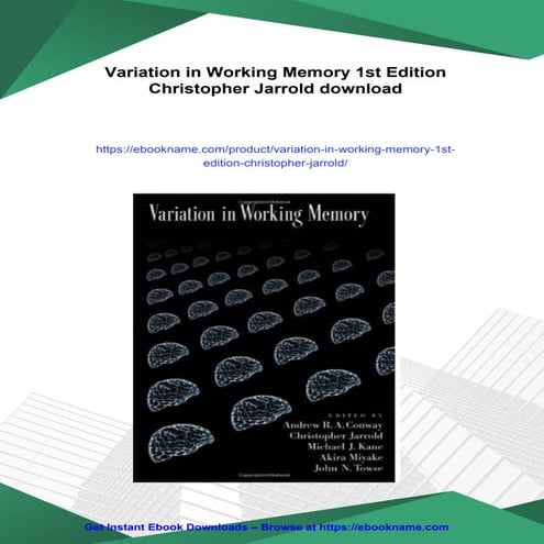 Variation in Working Memory 1st Edition Christopher Jarrold | PDF