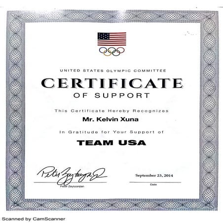 certificate of support from Olympic committee_1 | PDF