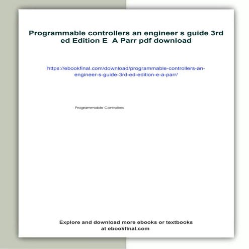 Programmable controllers an engineer s guide 3rd ed Edition E A Parr | PDF