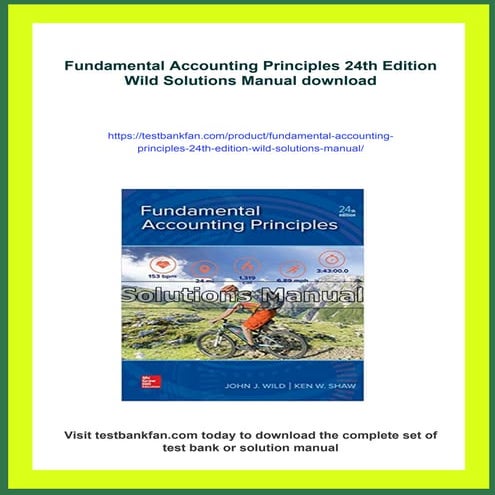 Fundamental Accounting Principles 24th Edition Wild Solutions Manual | PDF