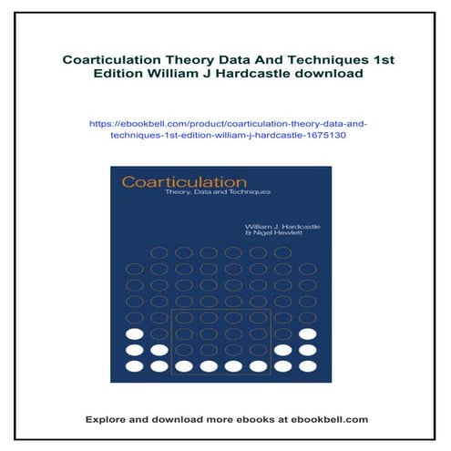 Coarticulation Theory Data And Techniques 1st Edition William J ...