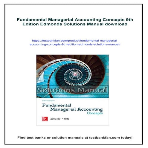 Fundamental Managerial Accounting Concepts 9th Edition Edmonds ...