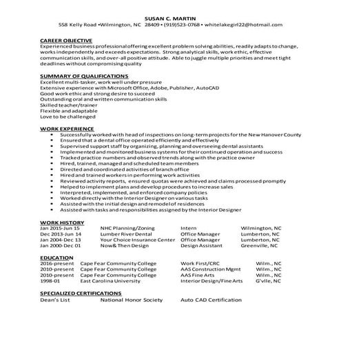 SusanCMartin Resume 8-3-2016 | DOCX