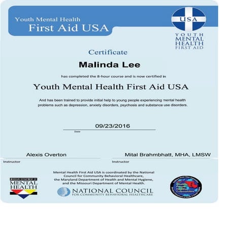 MHFA Certificate | PDF