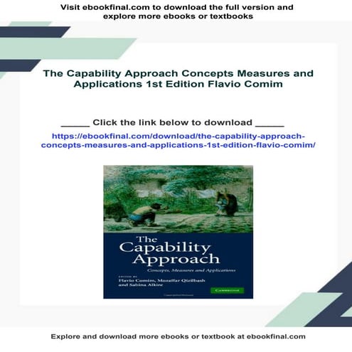 The Capability Approach Concepts Measures and Applications 1st Edition ...