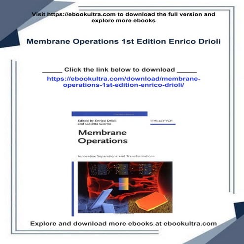 Membrane Operations 1st Edition Enrico Drioli | PDF