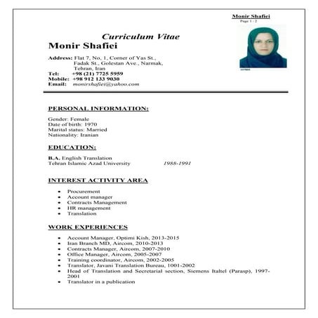 CV_Monir_Shafiei4 | PDF | Business | Business and Finance