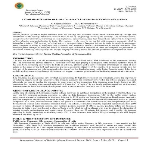 A comparative study of public & private life insurance companies in ...