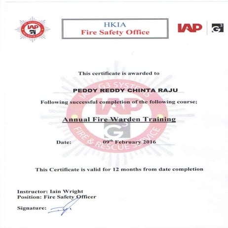 Fire warden certificate | PDF