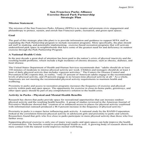 SFPA Exercise Program Strategic Plan | PDF | Fitness and Exercise ...