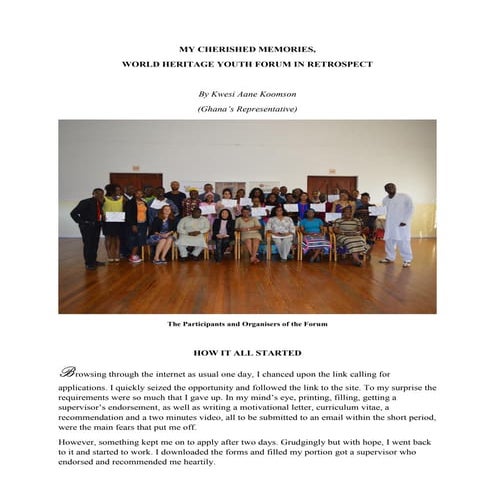 Kwesi A Kommson African World Heritage Regional Youth Forum | PDF