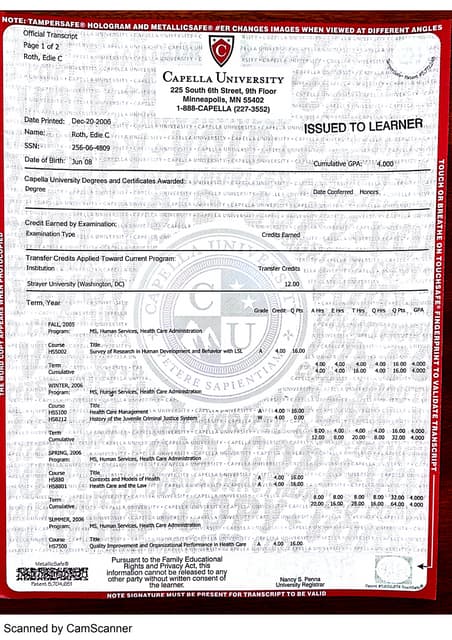 masters transcript | PDF
