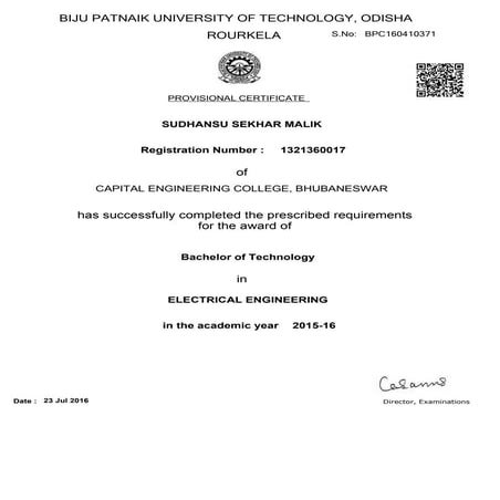 B-tech PROVISIONAL | PDF