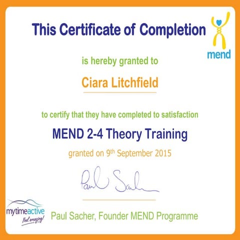 MEND 2-4 Certificate | PPT