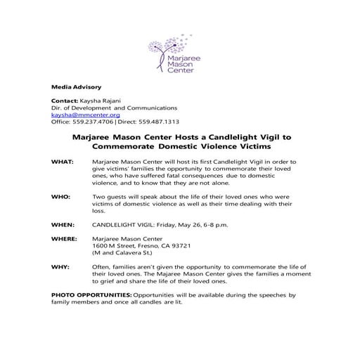 Media Advisory & News Release | DOCX