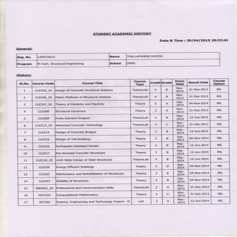 m.tech 1,2 and 3 semisters grade sheet | PDF