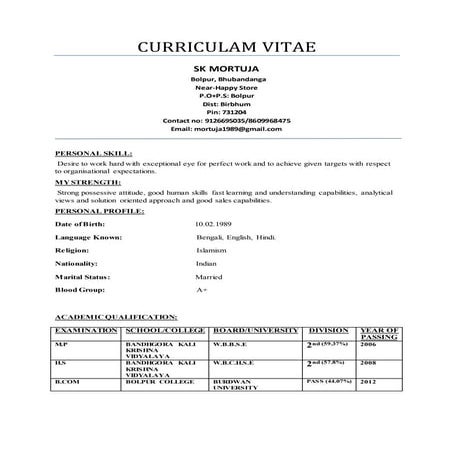 Biodata(SK Mortuja) | DOCX