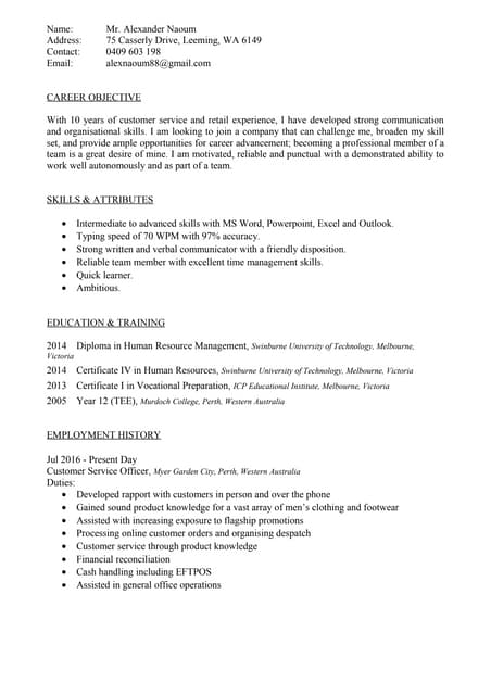 Kmart Sales Associate Resume