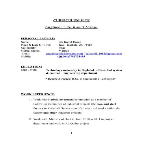 Ali Kamil CV | DOC