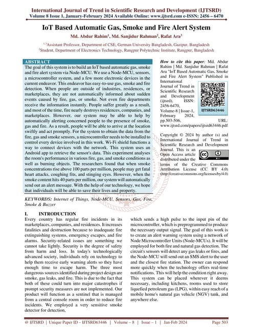 FIRE ALARM SYSTEM BASED ON MCU FOR INDUSTRY APPLICATION | PDF