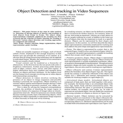Object Detection And Tracking In Video Sequences Pdf