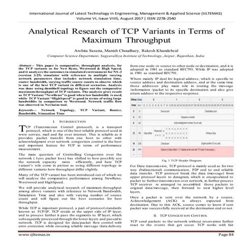 Analytical Research Of Tcp Variants In Terms Of Maximum Throughput Pdf
