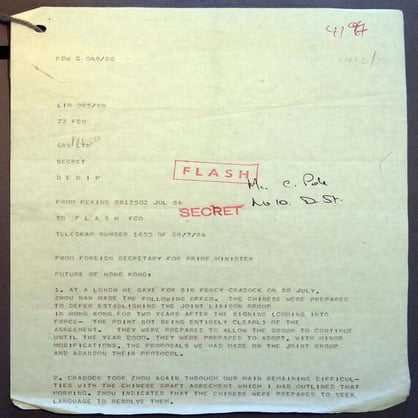 840728 Memo from UK Embassy in Beijing (Richard Evans) to FCO/Prime ...
