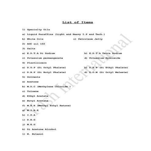 List of Items new | PDF