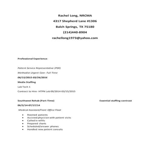 rachel resume | DOCX