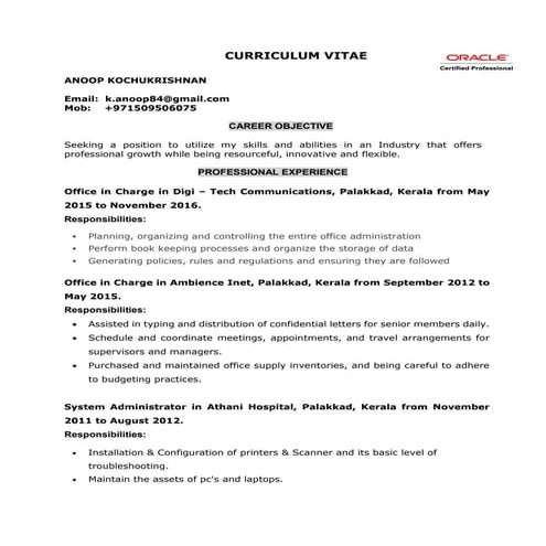 CV Anoop | PDF
