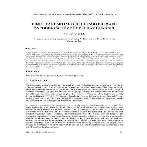 PRACTICAL PARTIAL DECODE AND FORWARD ENCODING SCHEME FOR RELAY CHANNEL ...